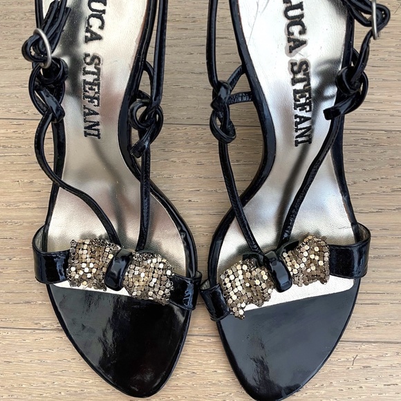 Luca Stefani | Shoes | Luca Stefani Black Platform Heels Gold Bow ...